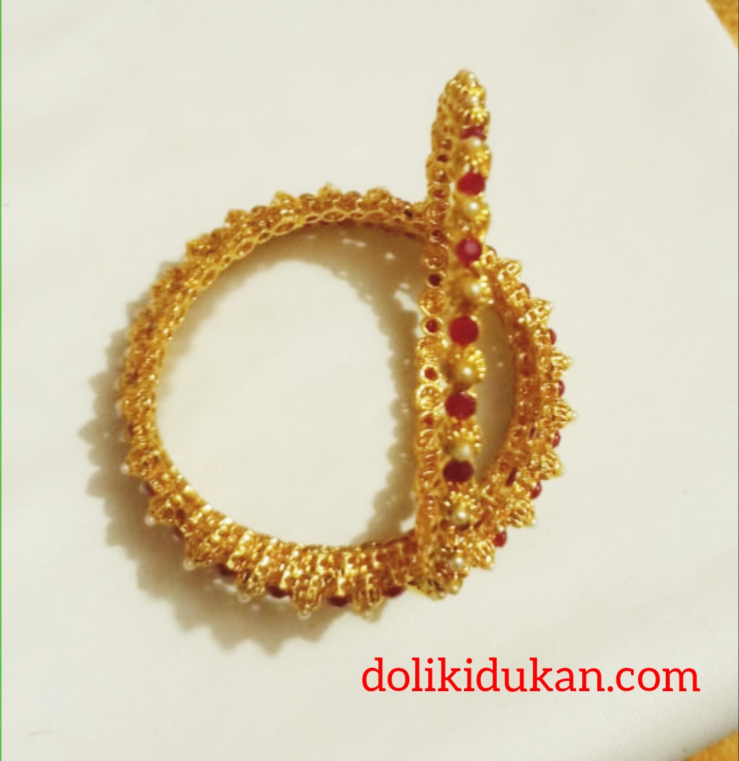 White Pearl & Maroon Stone Bangles (4 Bangles Set) – Gift4You